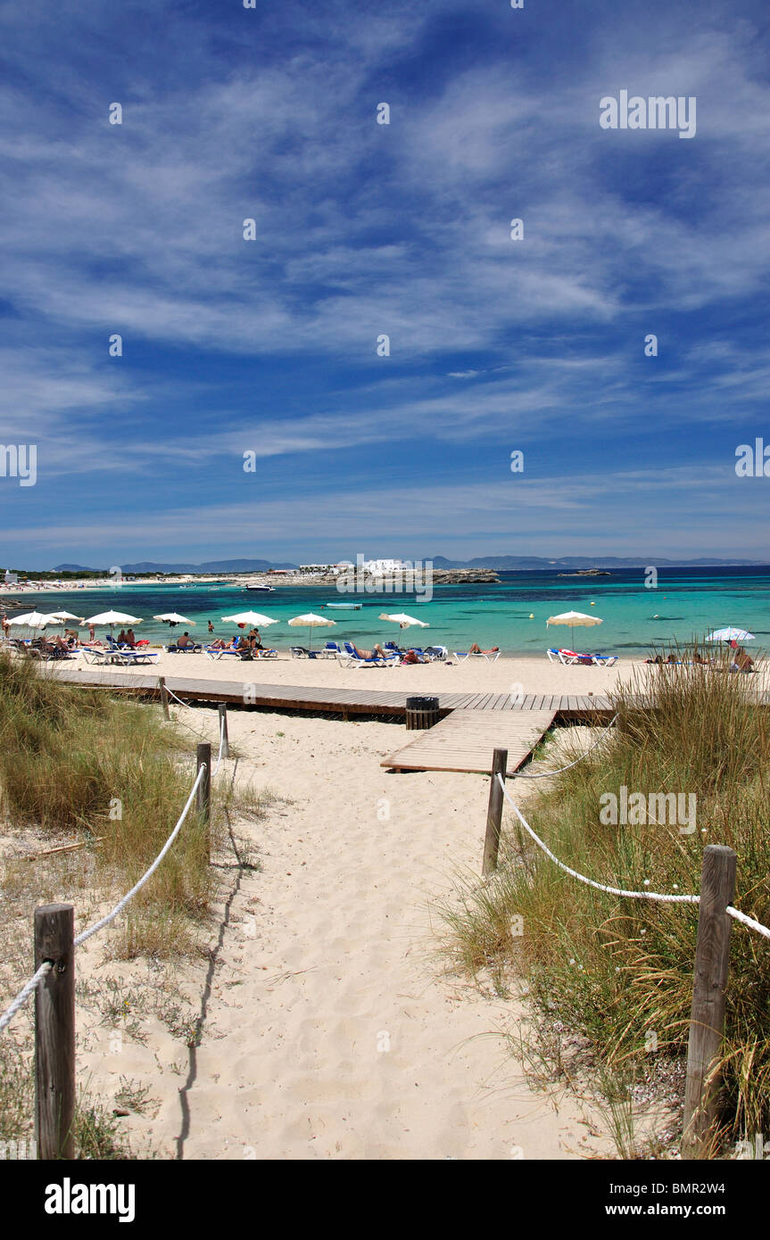 Beach view, Platja des Pujols, Es Pujols, Formentera, Balearic Islands, Spain Stock Photo - Alamy