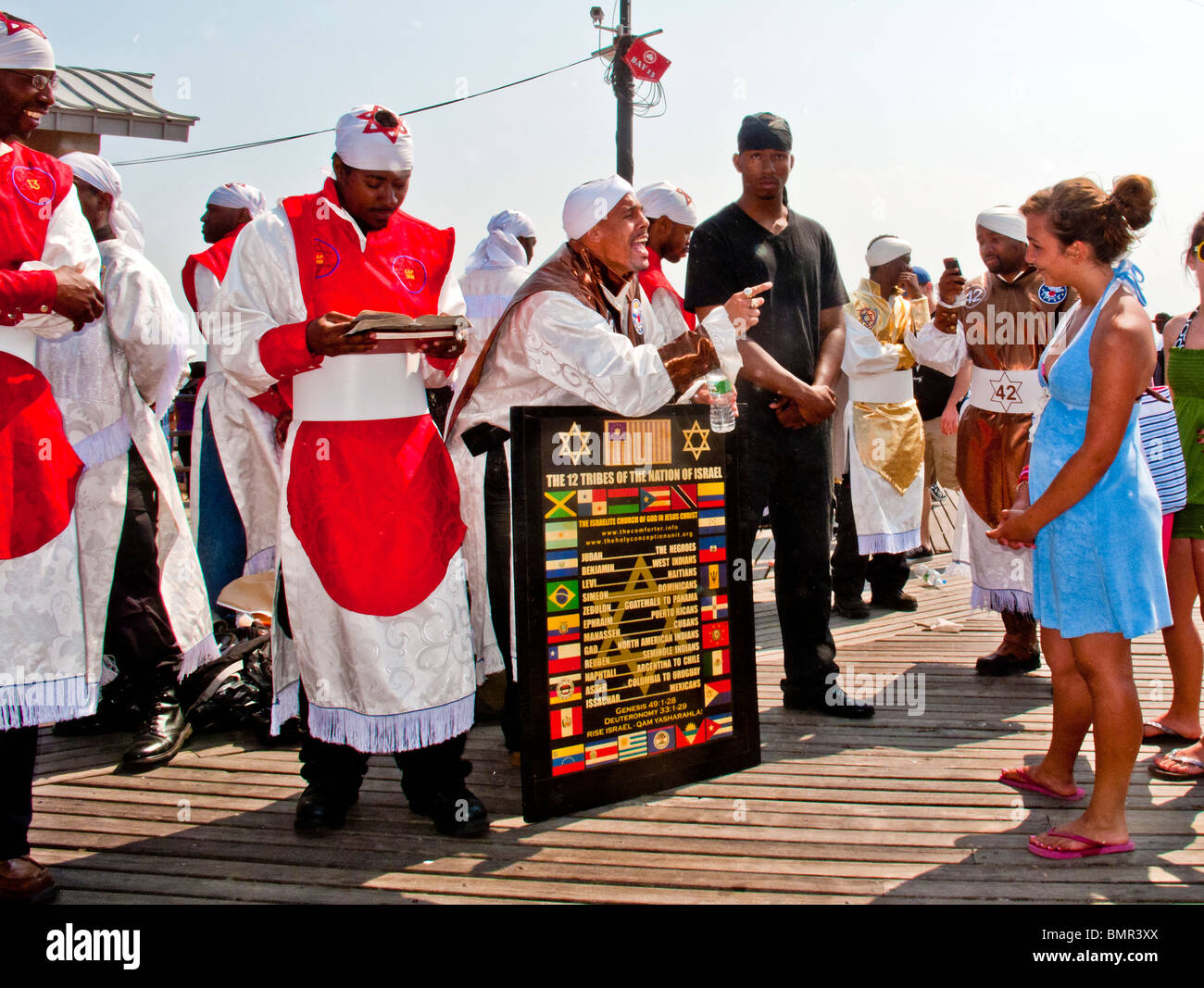 A costumed African-American representative of the Israelite Church of ...