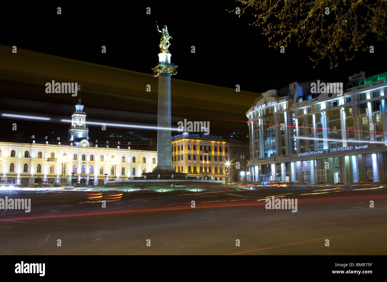 Freedom square at night, Tbilisi, Georgia Stock Photo - Alamy