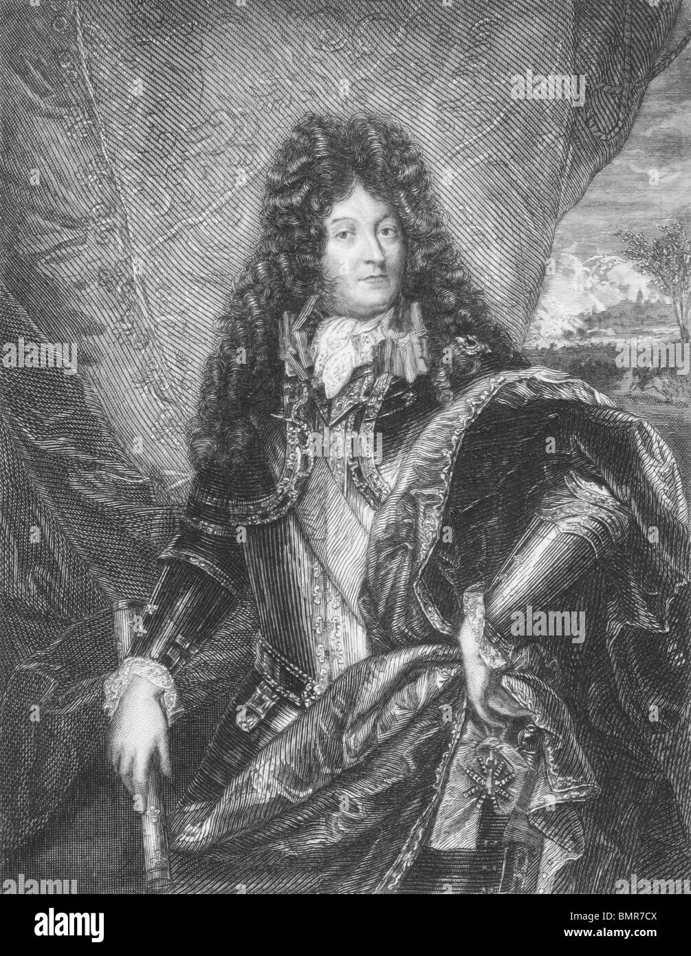 Louis XIV of France (1638 -1715) on engraving from 1886. King of France ...
