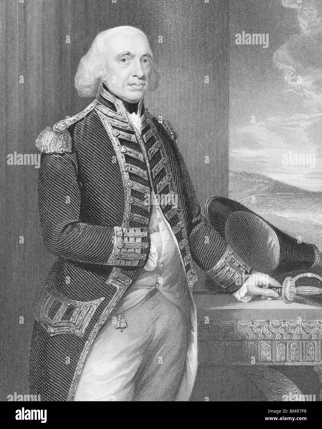 Richard Howe, 1st Earl Howe (1726-1799) on engraving from the 1800s ...