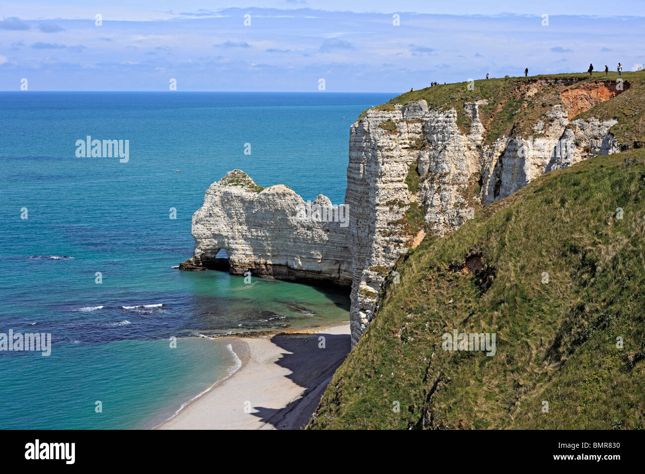 Cliffs on the sea beach, Etretat, Seine-Maritime department, Upper ...