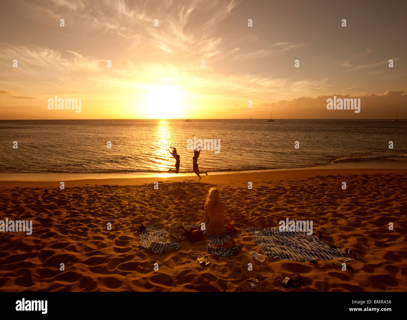 Sunset, Kaanapali Beach, Maui, Hawaii Stock Photo - Alamy