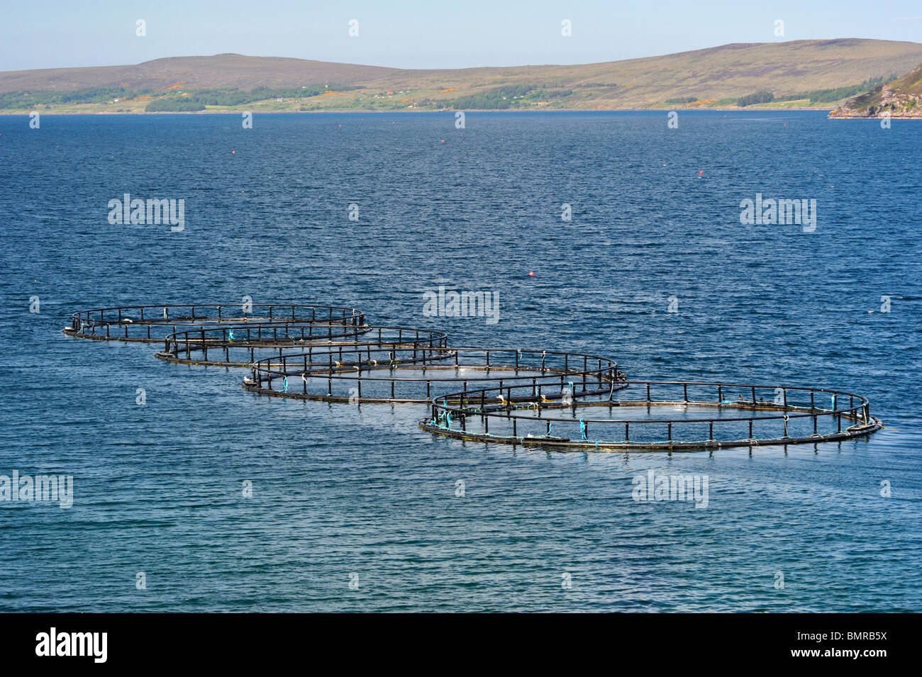 Circular fish-farming tanks. Badcaul, Little Loch Broom, Ross and ...