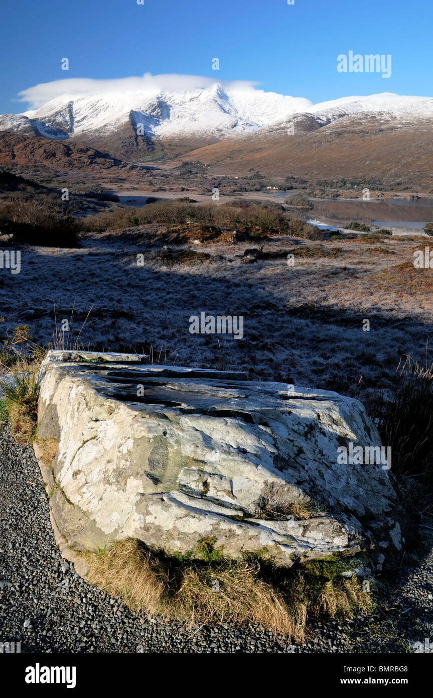 mcgillycuddy reeks upper lake black valley killarney kerry ireland snow ...