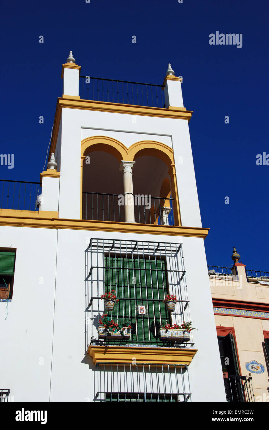 Building with window boxes in the Plaza Santa Cruz, Seville, Seville ...