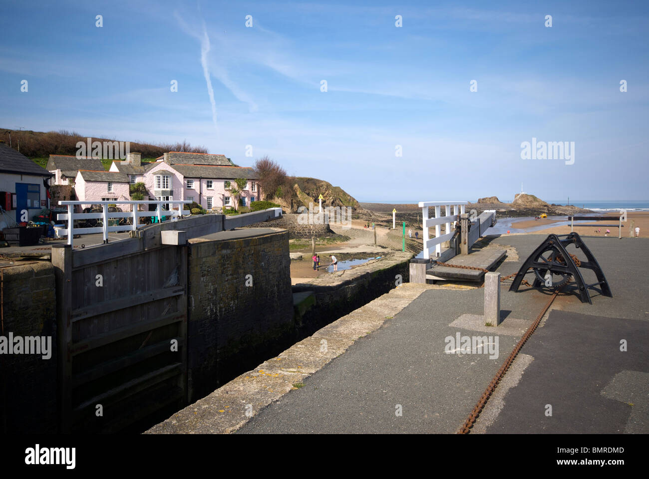 Bude Cornwall UK Canal Sea Lock Beach Stock Photo - Alamy