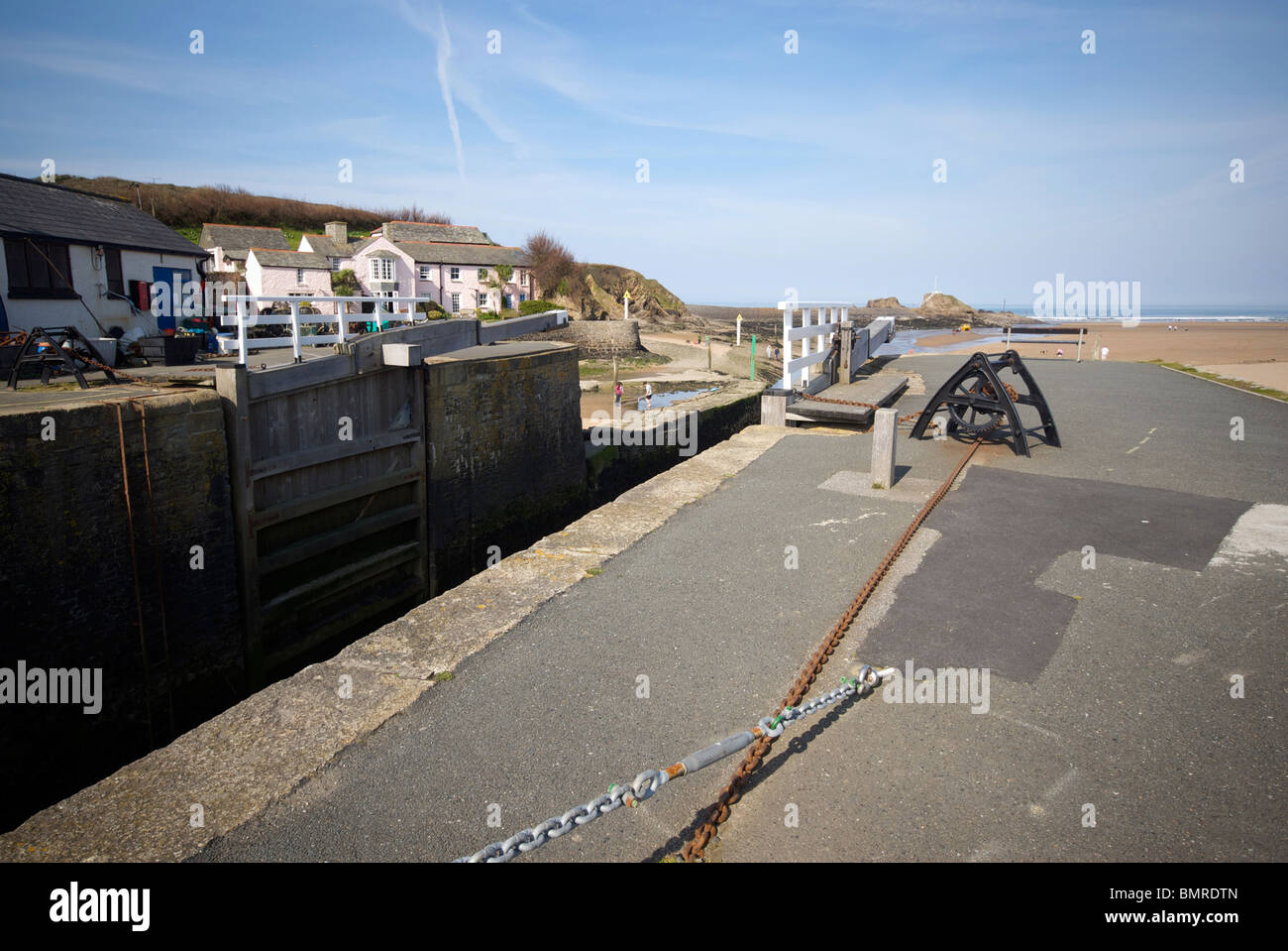 Bude Cornwall UK Canal Sea Lock Beach Stock Photo - Alamy