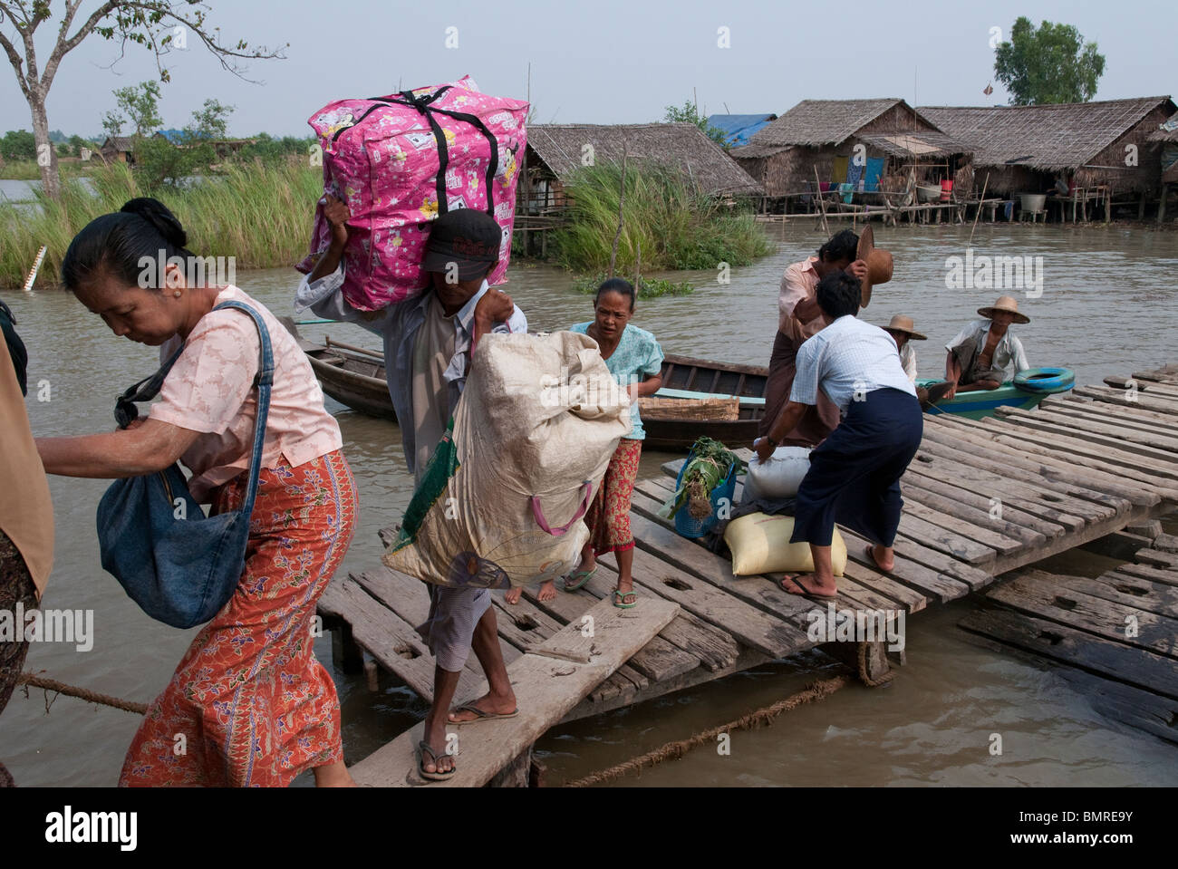 Myanmar. Burma. trip by public ferry in the Ayeryarwadi delta from ...