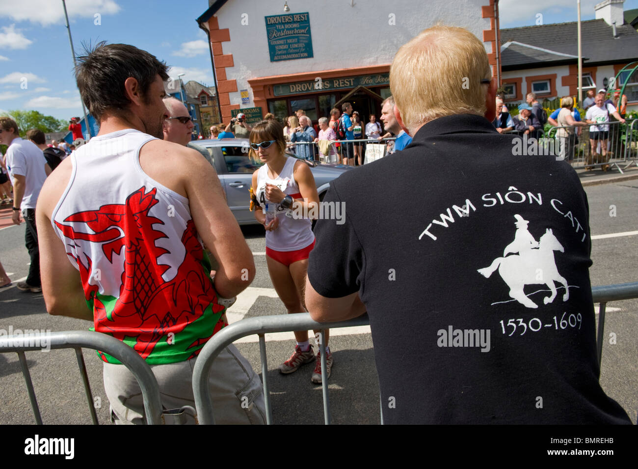 Runner assemble before the start of Man v Horse race at Llanwrtyd Wells ...