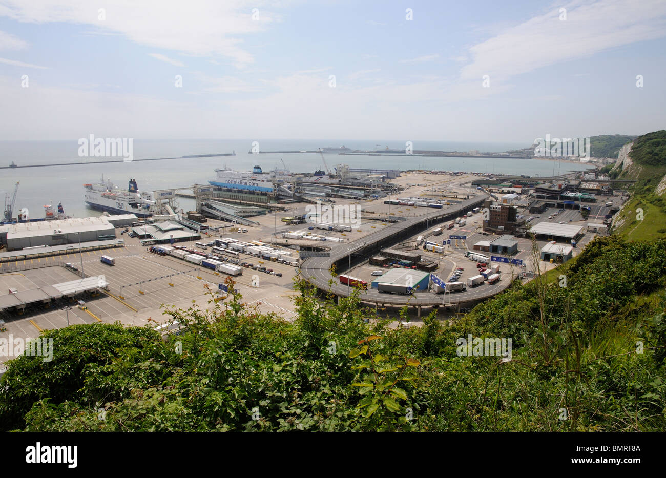 Port of Dover below the famous White Cliffs of Dover Kent England UK ...