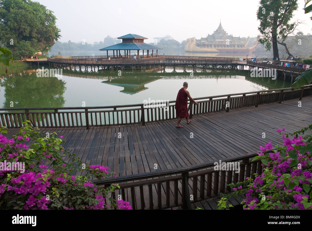 Myanmar. burma. yangon. Kandawgyi lake is a natural lake near the ...