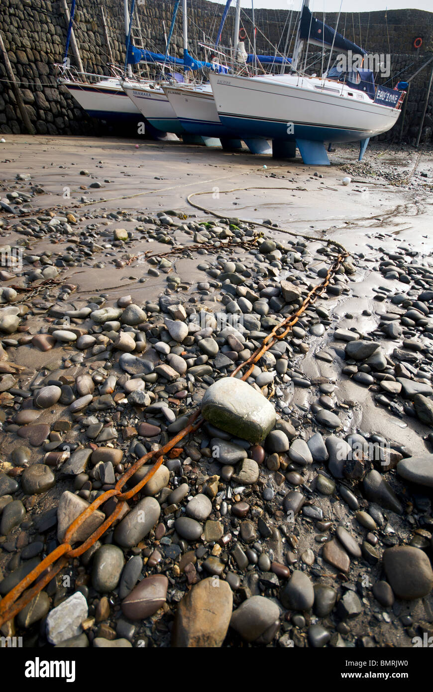 Clovelly Devon UK Harbor Harbour Quay Yachts Stock Photo - Alamy
