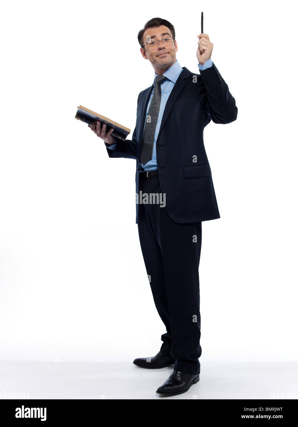 one man caucasian professor teacher teaching reading an ancient book ...
