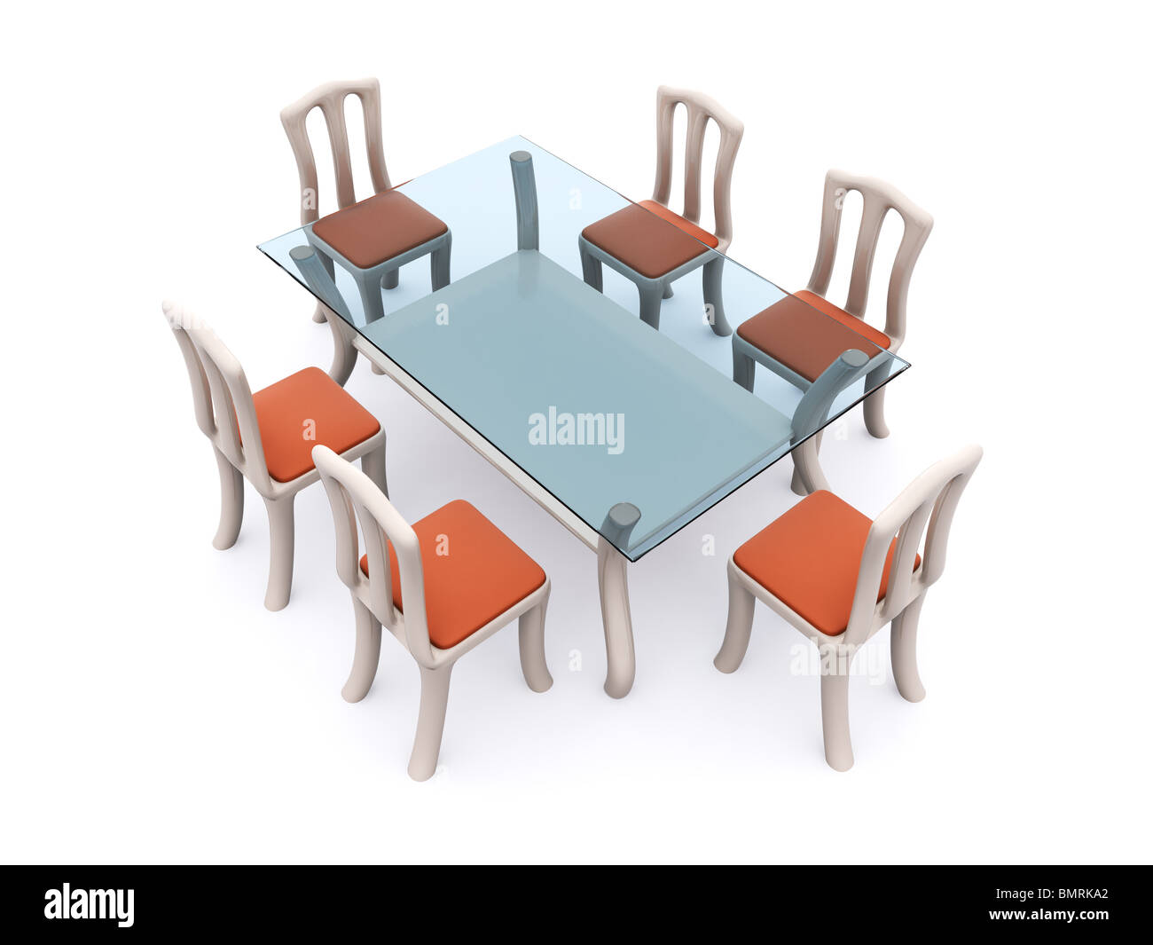 glass dining table with chairs. 3d Stock Photo - Alamy