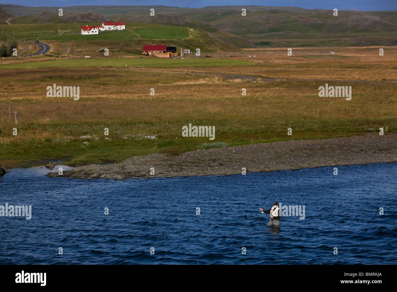 Fishing in the river in Stora Laxa, one of Iceland’s better haunts for ...