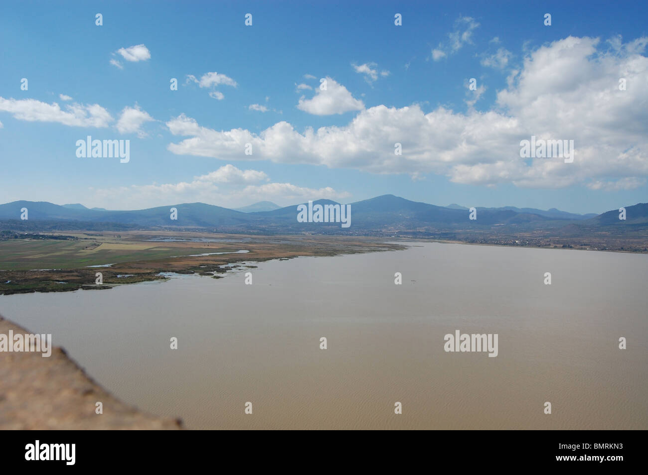 Lake of Patzcuaro seen from above the Morelos statue in Janitzio Stock ...