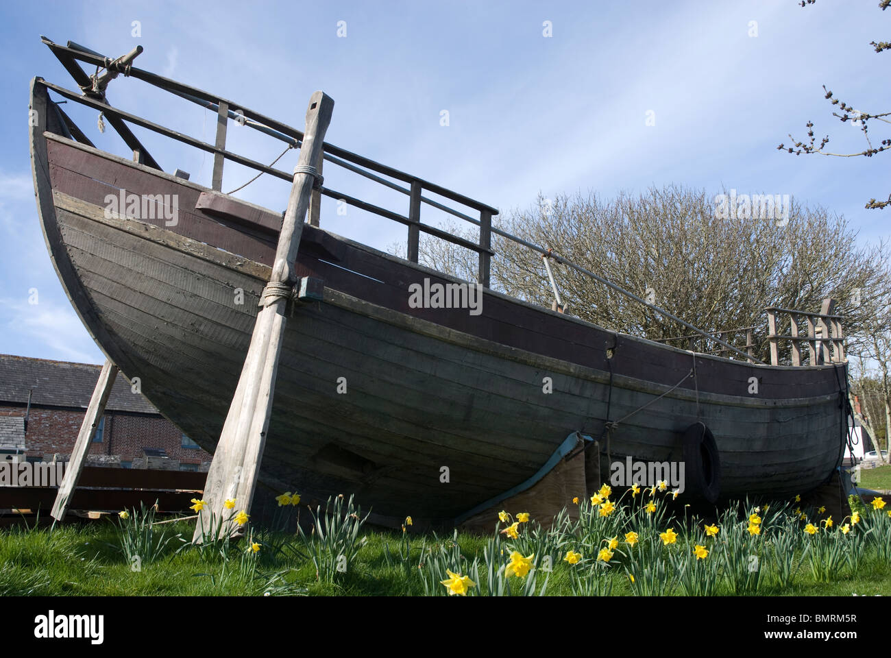 The bow of an old rowing boat at Charlestown Cornwall UK Stock Photo ...