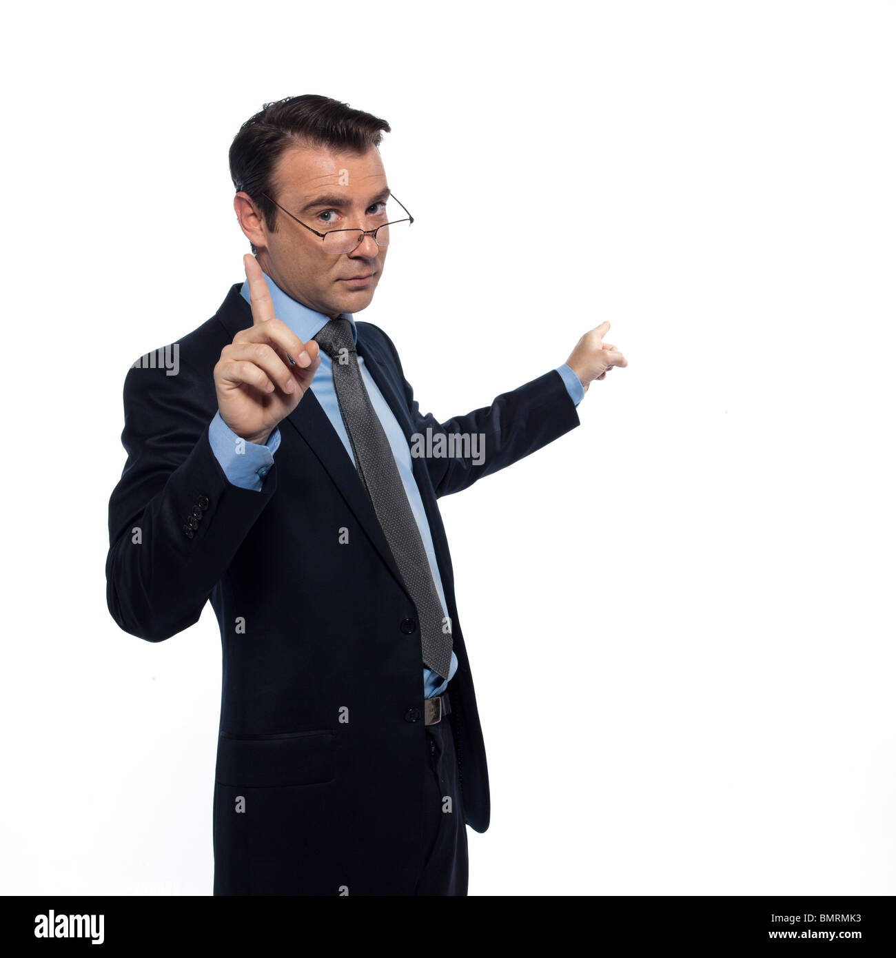 one caucasian man professor teaching beckoning pointing empty copy ...