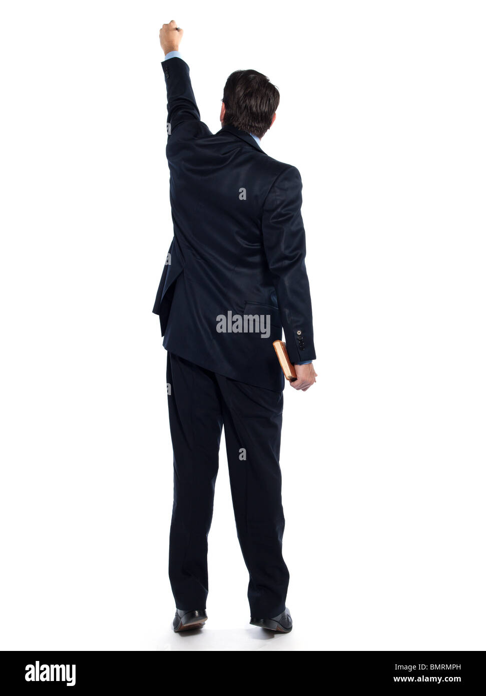 man caucasian teacher professor backside writing isolated studio on ...