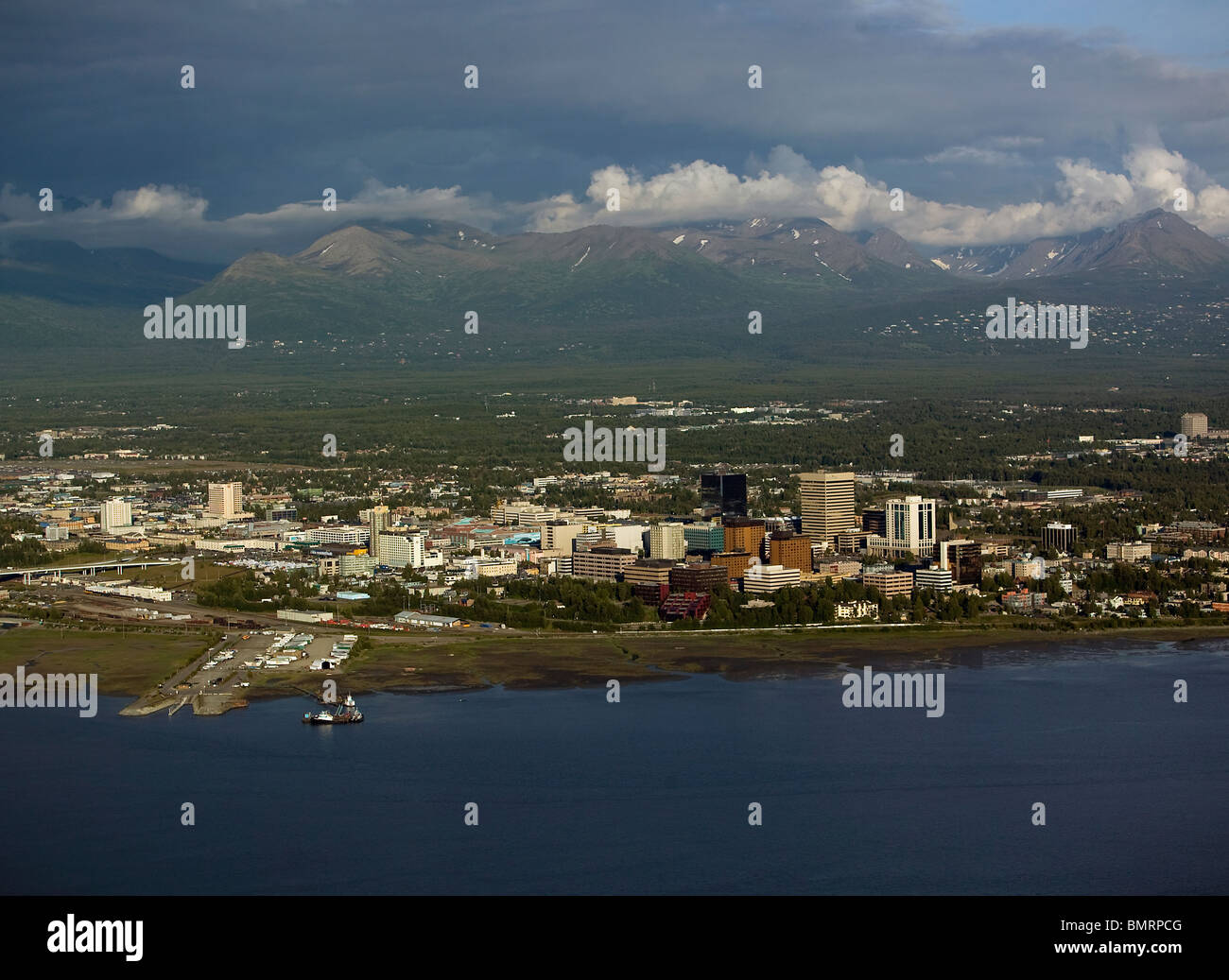 aerial view above Anchorage Alaska Stock Photo - Alamy