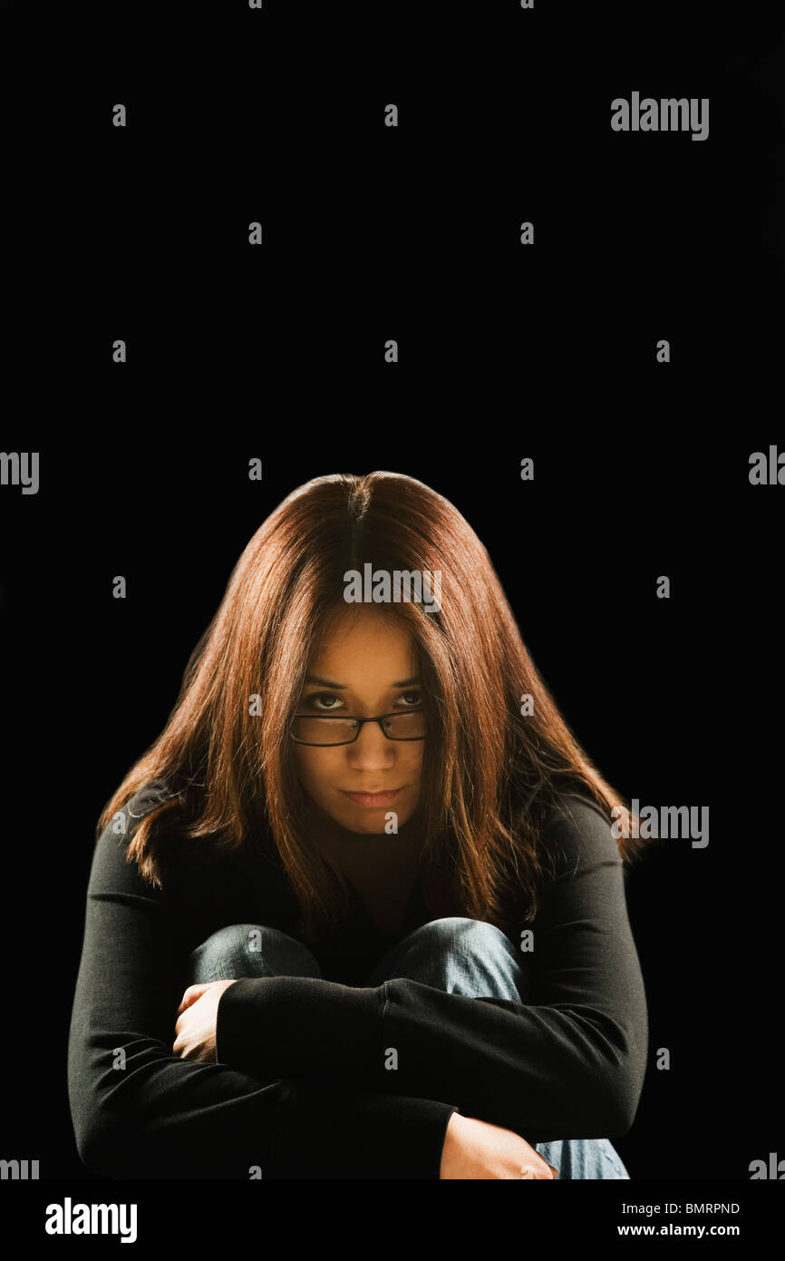 A Young Woman Looking Sad Stock Photo - Alamy