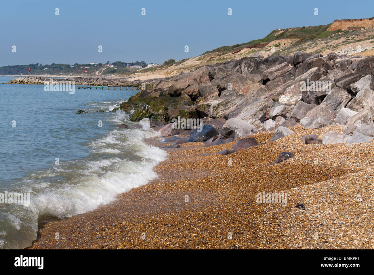 Rock stone groynes sea defences at Barton on Sea Stock Photo - Alamy