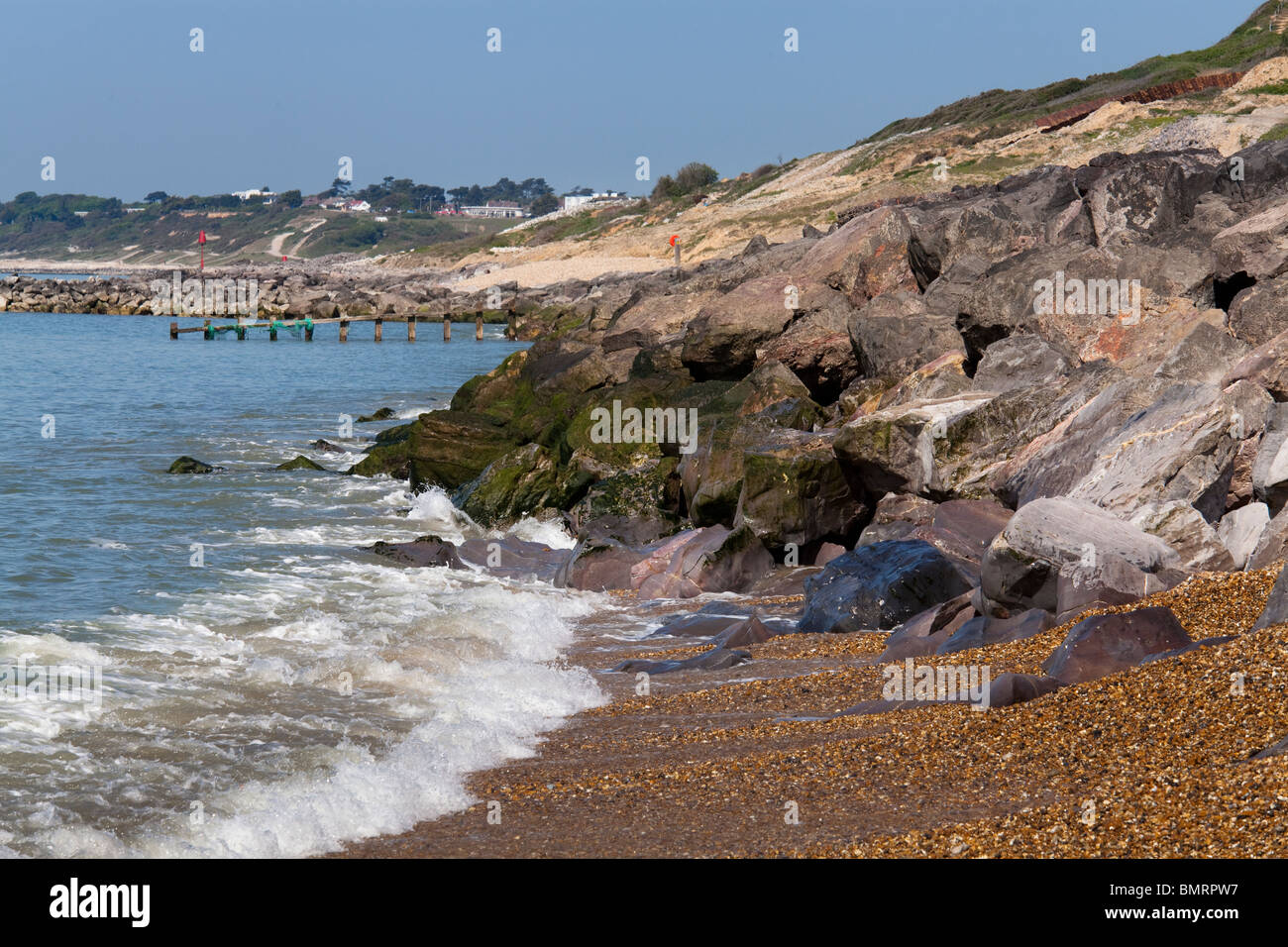 Rock sea defences on beach hi-res stock photography and images - Alamy