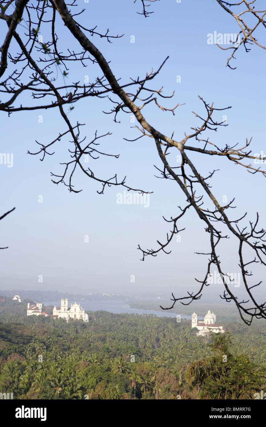 Aerial View Of Churches ; UNESCO World Heritage Site ; Old Goa ; Velha ...
