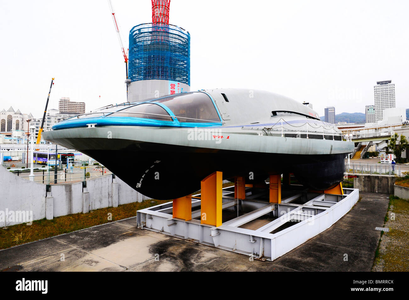 Hydrofoil speedboat on display in Kobe Japan Stock Photo - Alamy
