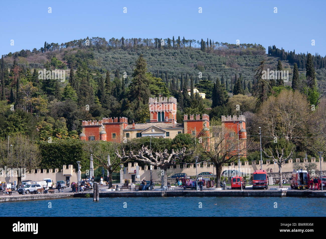 Panorama from water of Garda town on Lake Garda Italy Stock Photo - Alamy
