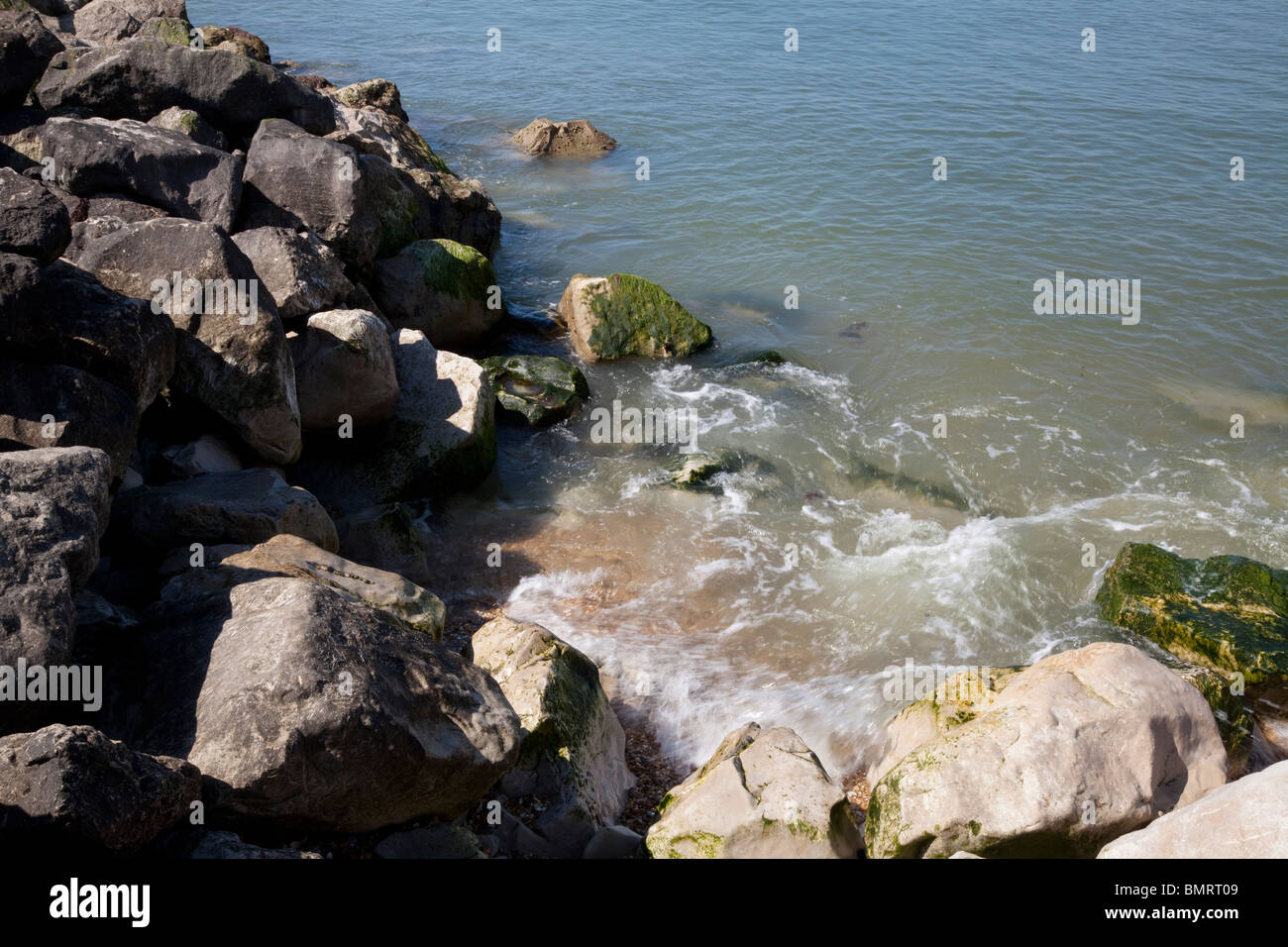 Rock sea defences at Barton on Sea Stock Photo - Alamy