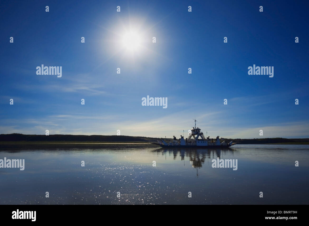 Northwest Territories, Canada; Ferry Crossing The Mackenzie River Stock ...