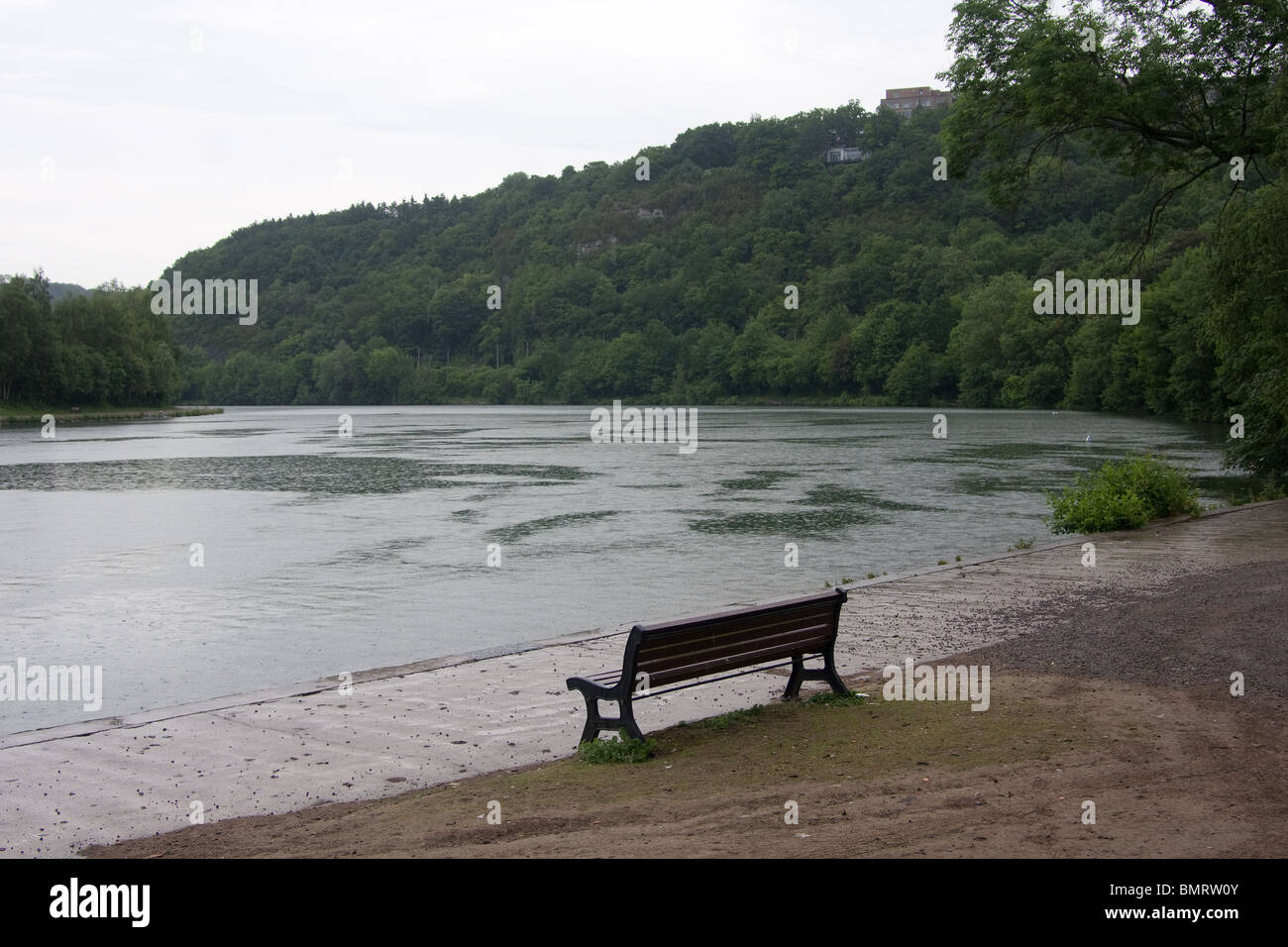 rain seat lonely river splash forest solitary bend Stock Photo - Alamy