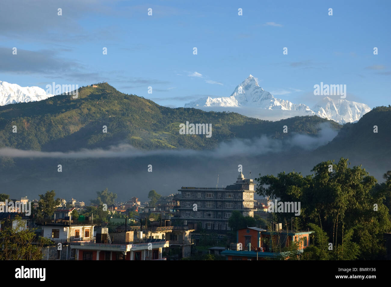 Ice and snow on Sacred Mountain, Machhapuchhare, Fishtail, seen from ...