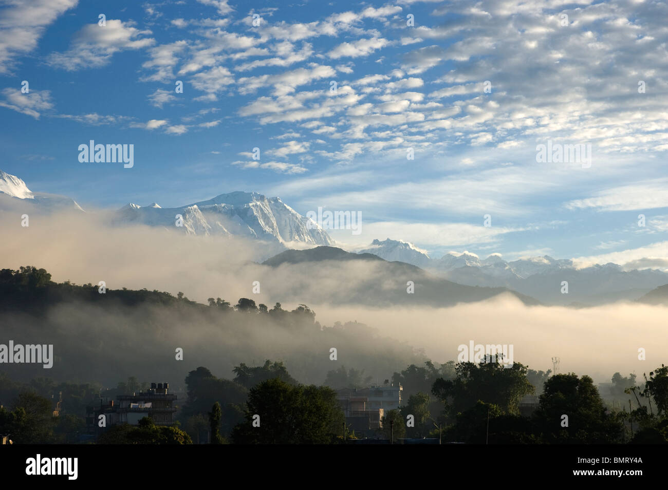 Ice and snow on Sacred Mountain, Machhapuchhare, Fishtail, seen from ...