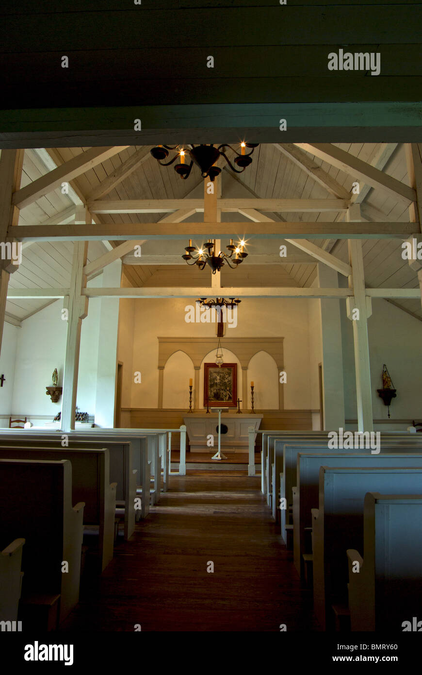 Chapelle des Attakapas church pews altar Vermilionville Cajun Creole ...