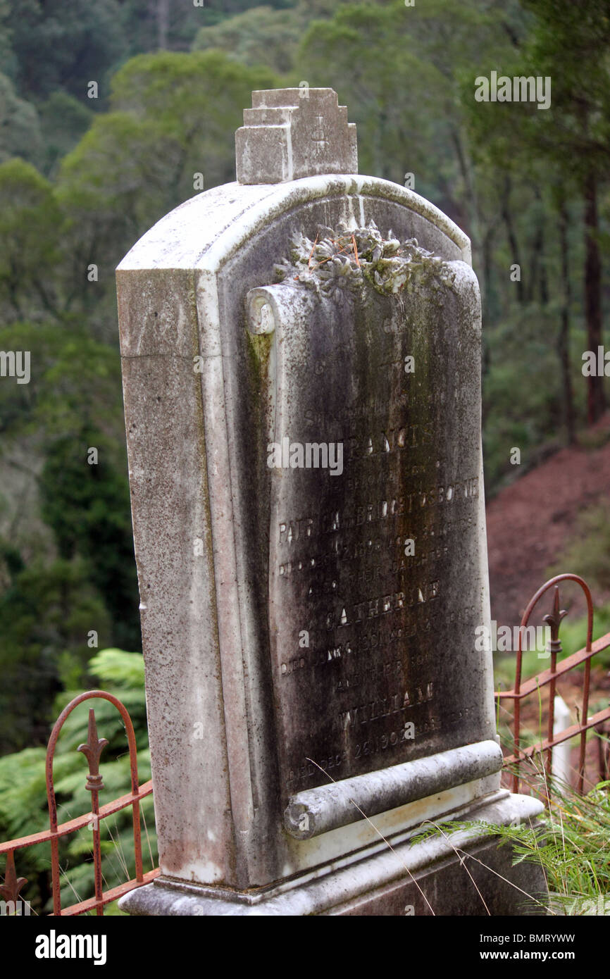 OLD GRAVESTONES ON THE SIDE OF A HILL WALHALLA VICTORIA AUSTRALIA ...