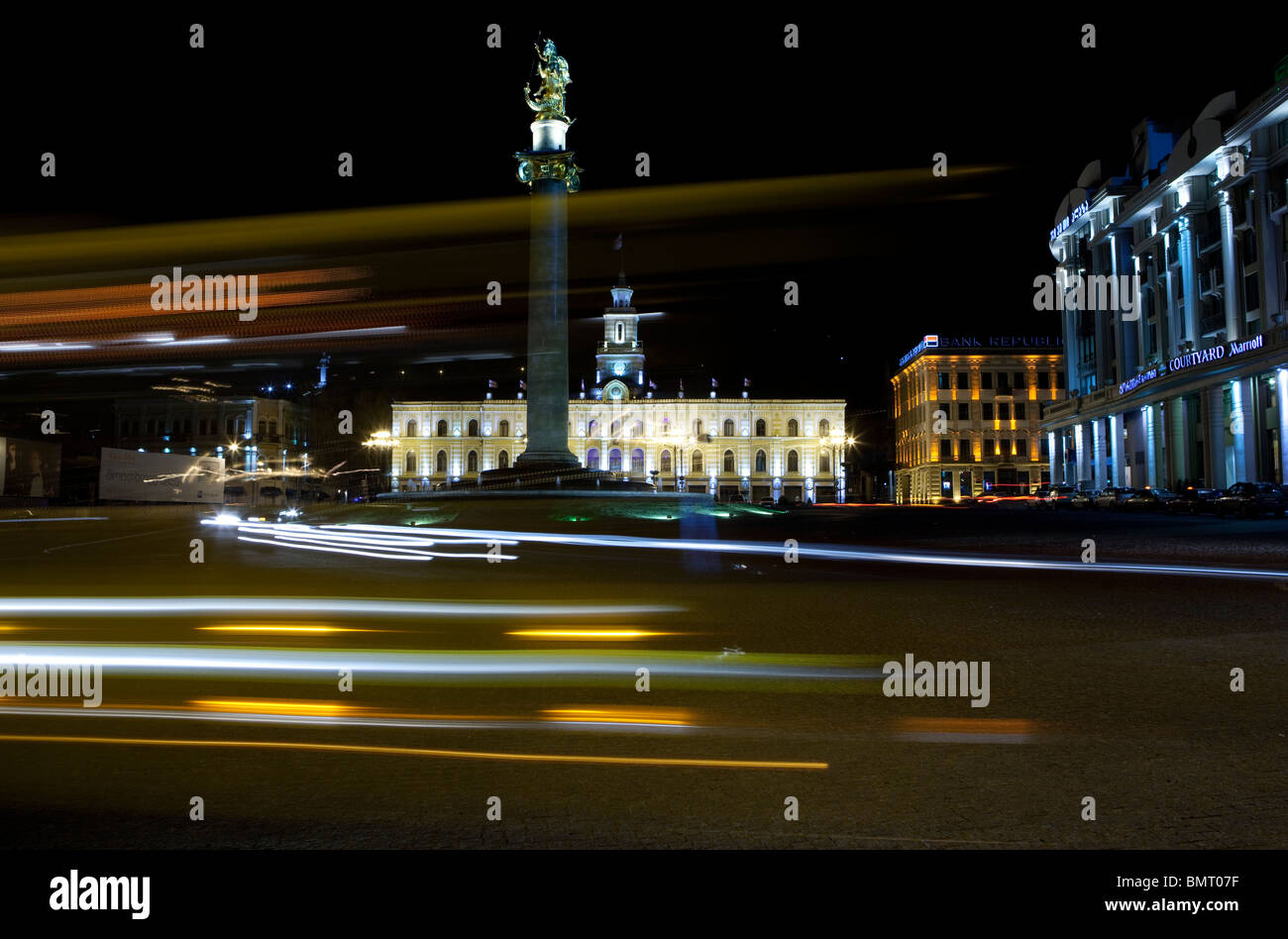 Freedom square at night, Tbilisi, Georgia Stock Photo - Alamy