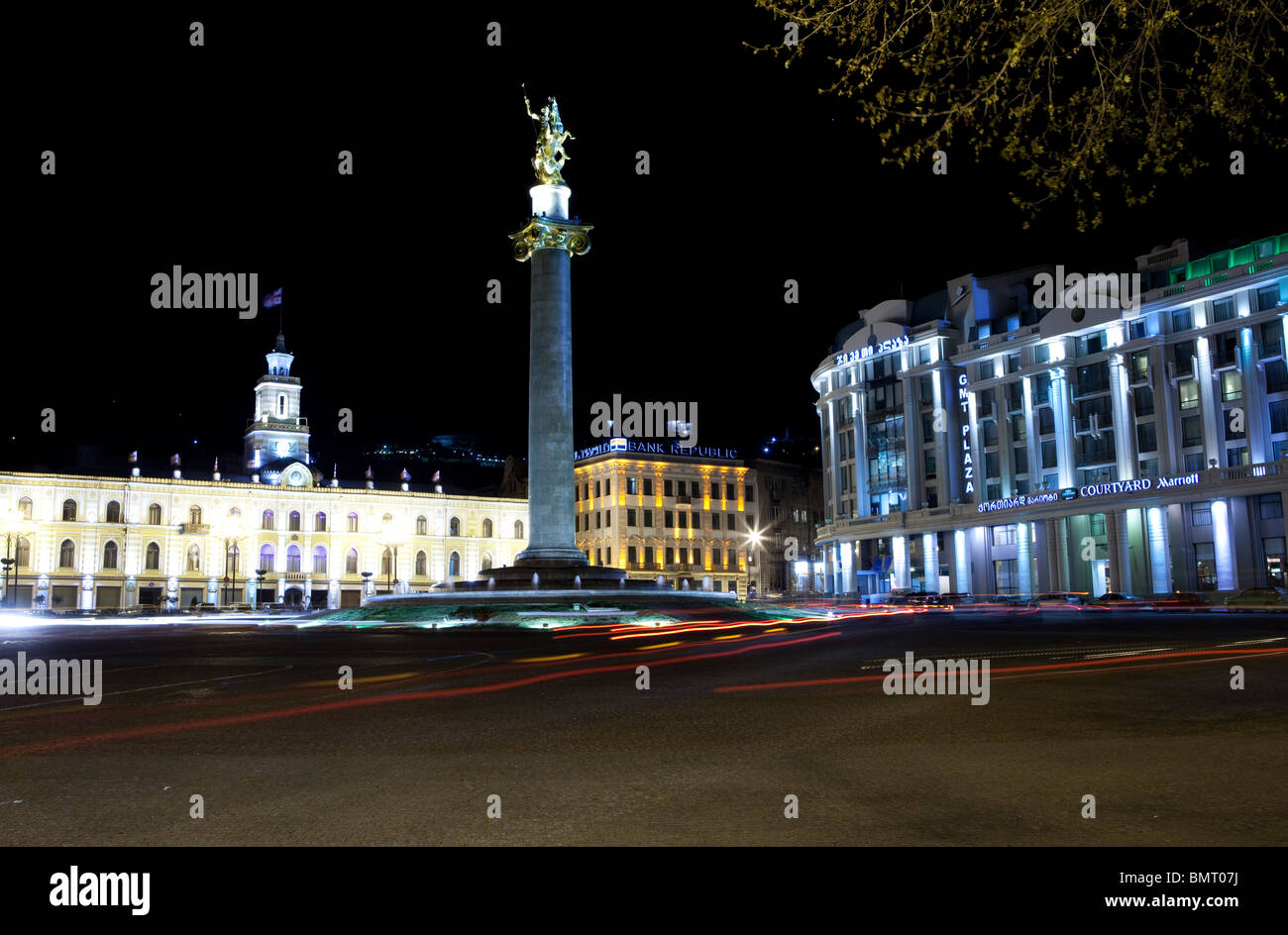 Freedom square at night, Tbilisi, Georgia Stock Photo - Alamy