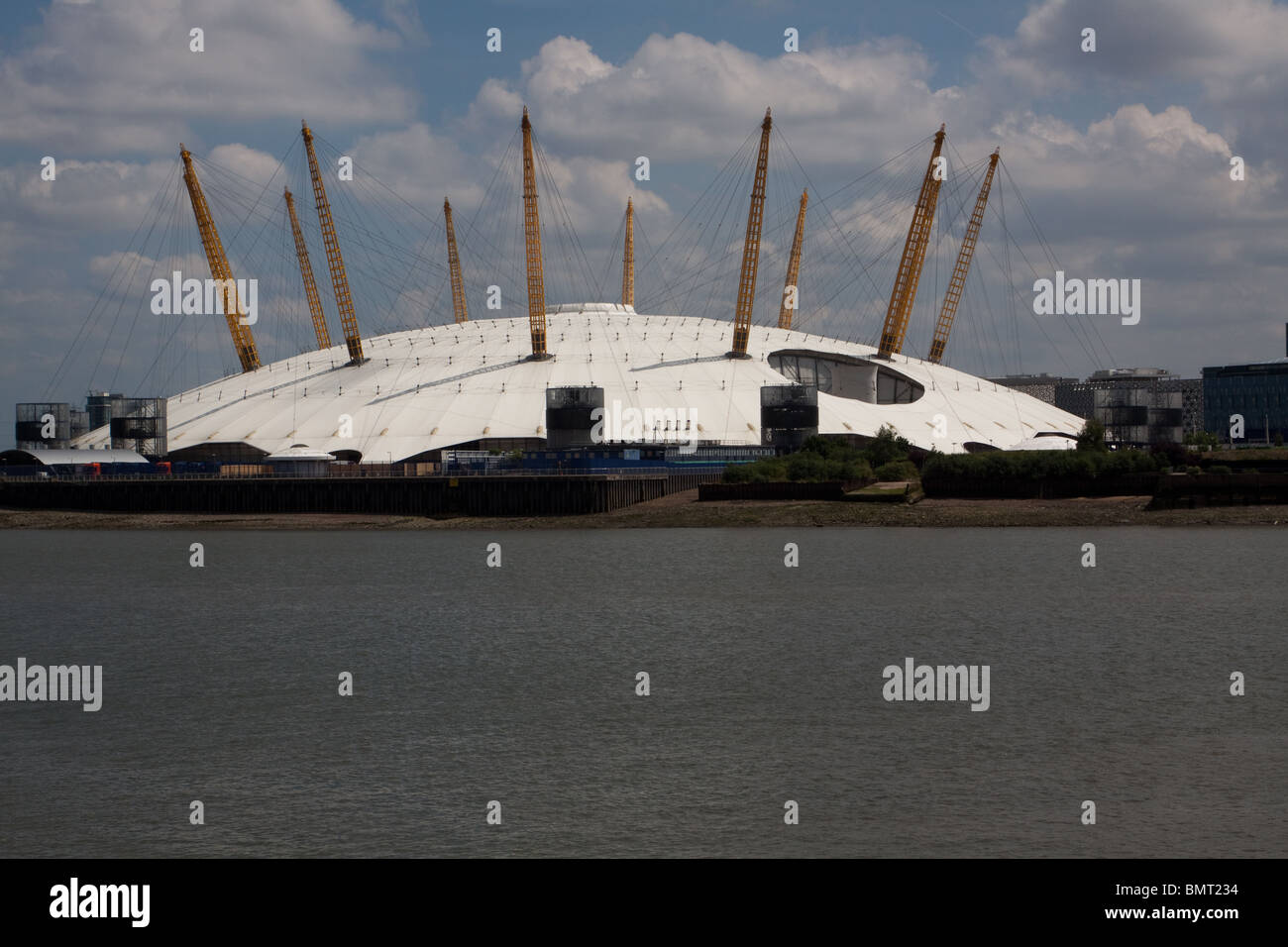 The O2 Arena (Millennium Dome) overlooking the River Thames Stock Photo ...