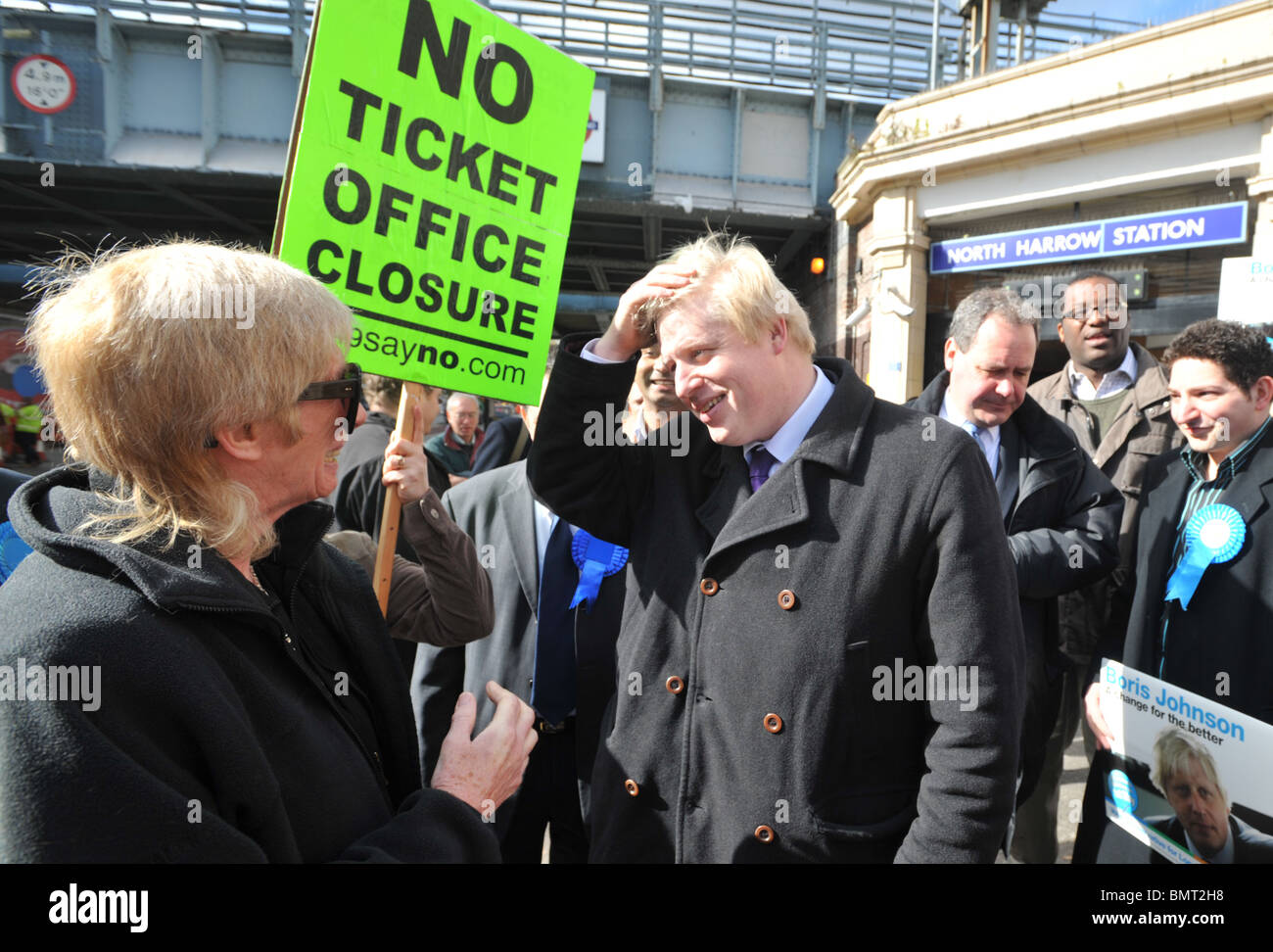 boris jonnson vists north harrow tube station Stock Photo - Alamy