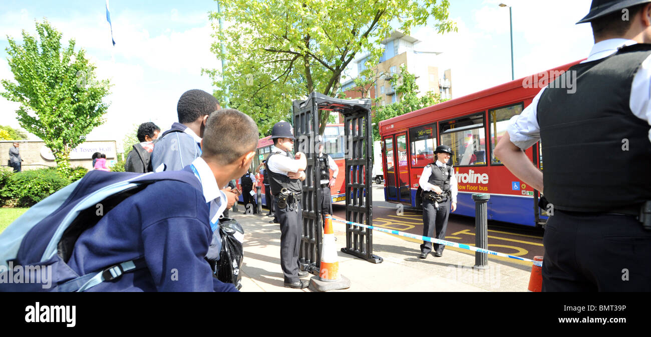 police perform stop and search on a bus route in north west london ...