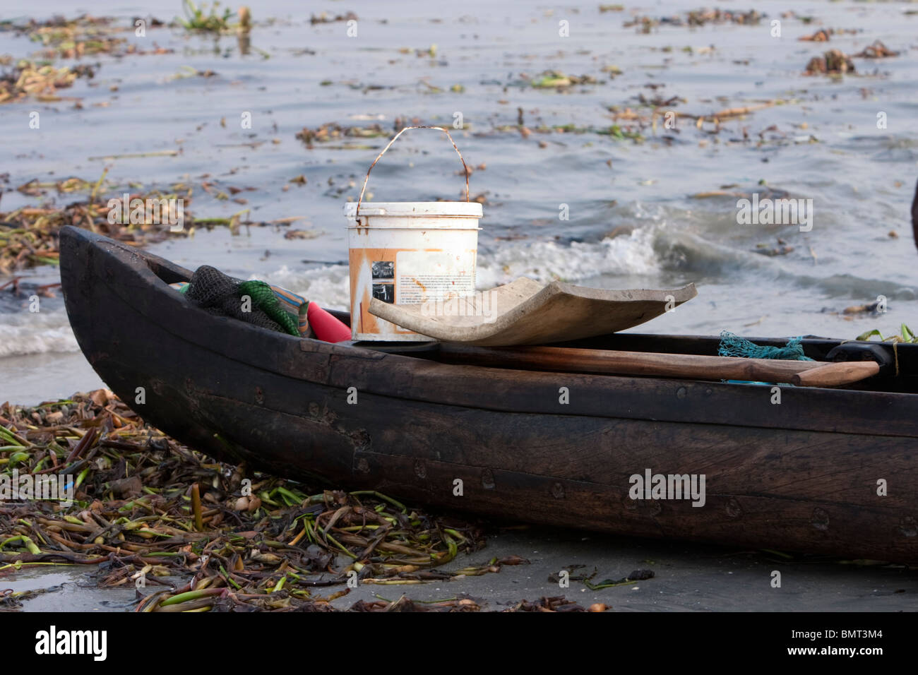 A wooden canoe used for fishing. Kerala, India Stock Photo - Alamy