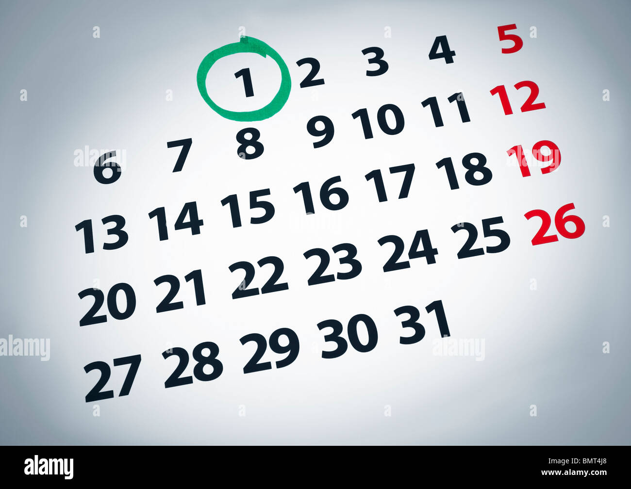 Day 1 calendar hi-res stock photography and images - Alamy