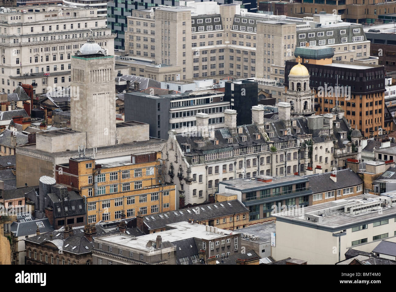 Rooftop view over Liverpool City Centre commercial and administrative ...