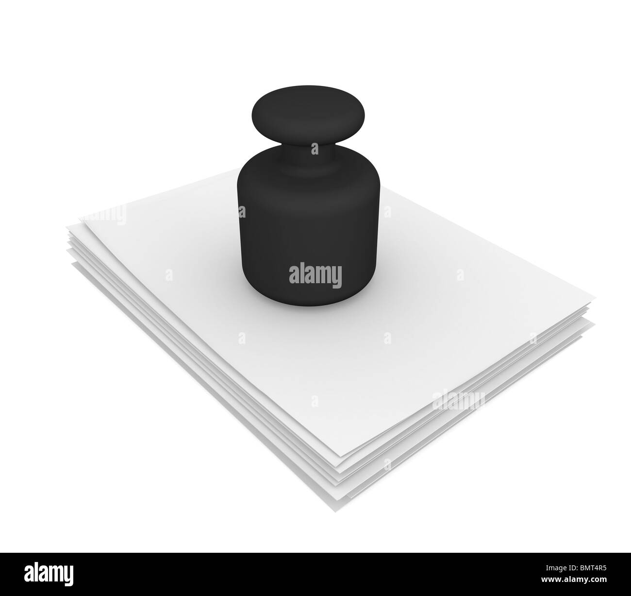 Scale weight presses the stack of paper Stock Photo - Alamy