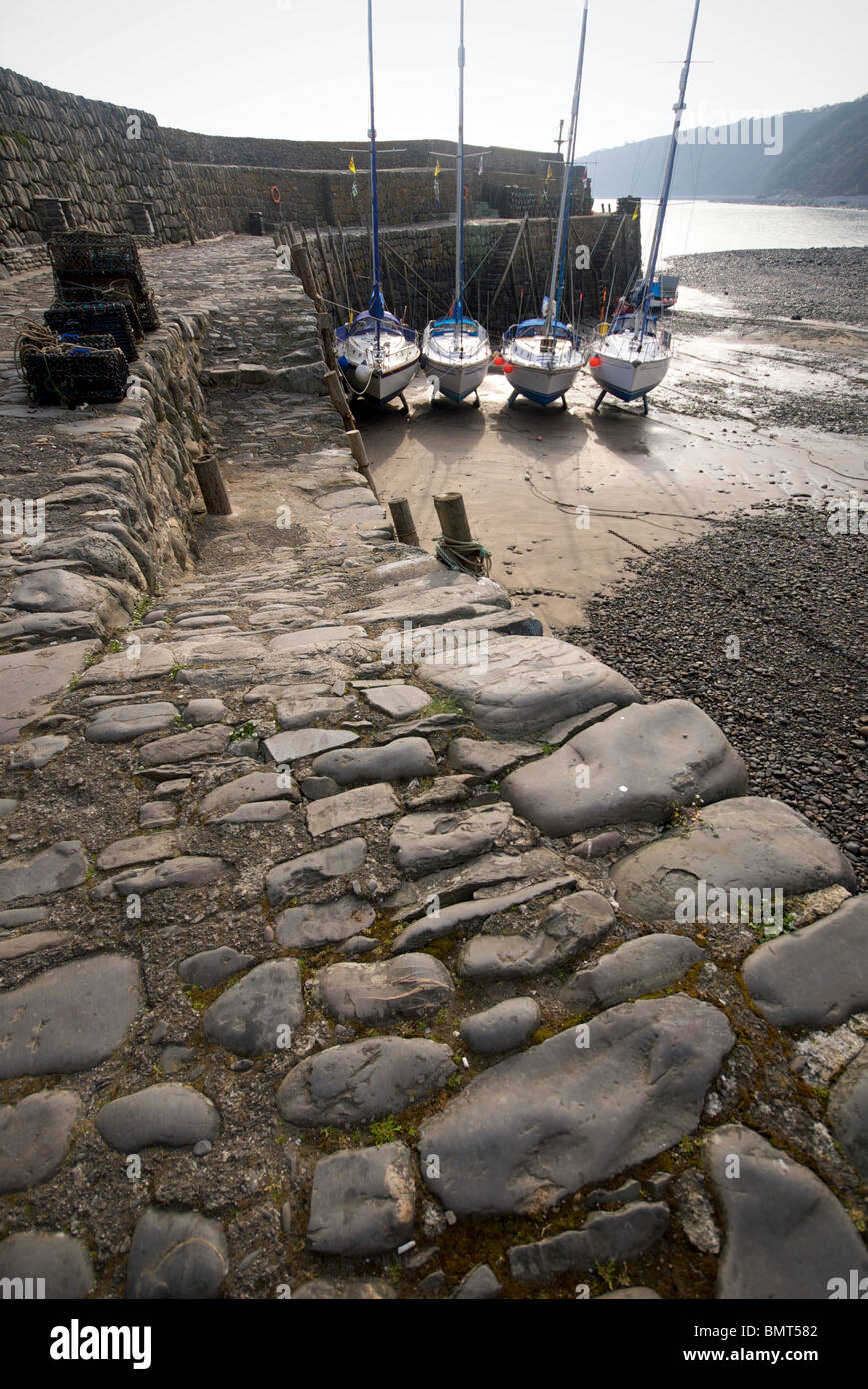 Clovelly Devon UK Harbor Harbour Yachts Quay Stock Photo - Alamy