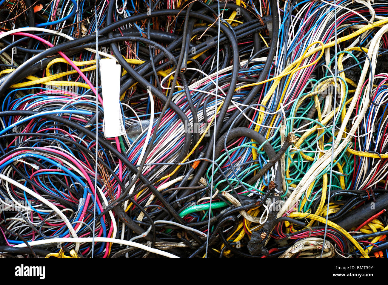 Baled and bundled, colorful scrap wire is ready for transport and ...