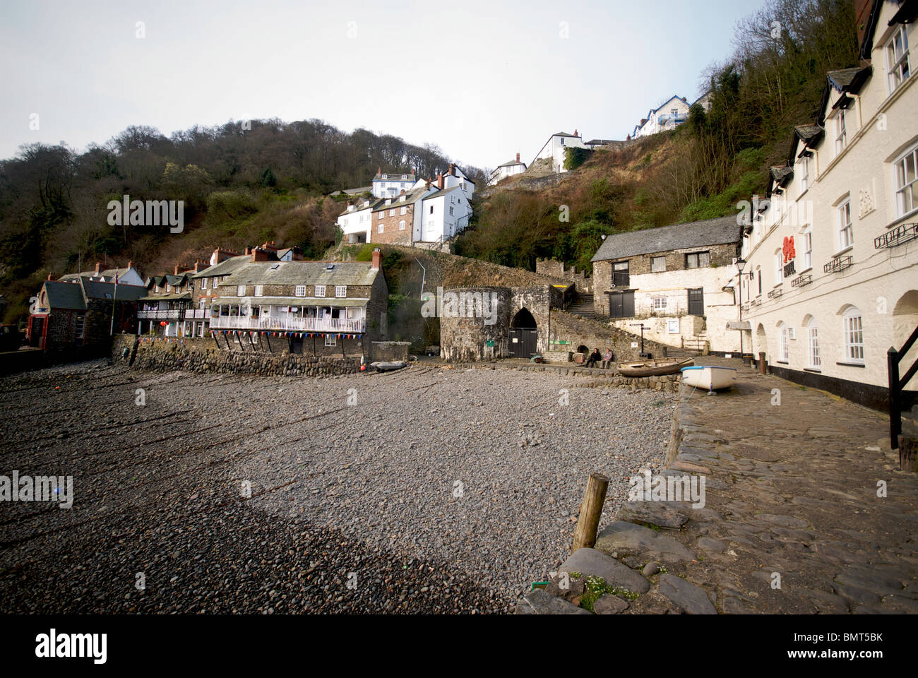 Clovelly Devon UK Harbor Harbour Quay Red Lion Hotel Stock Photo - Alamy